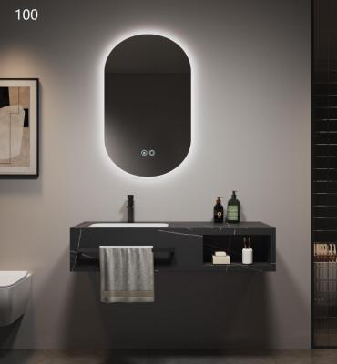 China Mocee Premium Sintered Stone Bathroom Vanity 80cm with Integrated Basin and LED Mirror for sale