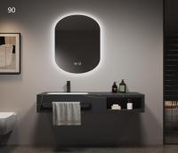 China Mocee Premium Sintered Stone Bathroom Vanity 80cm with Integrated Basin and LED Mirror for sale