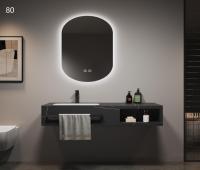 China Mocee Premium Sintered Stone Bathroom Vanity 80cm with Integrated Basin and LED Mirror for sale