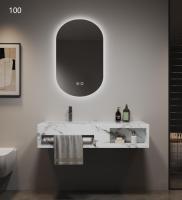 China Mocee Sintered Stone Bathroom Vanity 80cm 90cm 100cm with LED Mirror and Integrated Basin for sale