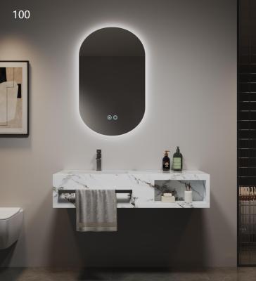 China Mocee Sintered Stone Bathroom Vanity 80cm 90cm 100cm with LED Mirror and Integrated Basin for sale