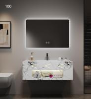 China Mocee Premium Sintered Stone Bathroom Vanity 60cm 80cm 100cm with Integrated Basin and LED Mirror Wall-Mounted for sale