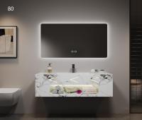 China Mocee Premium Sintered Stone Bathroom Vanity 60cm 80cm 100cm with Integrated Basin and LED Mirror Wall-Mounted for sale