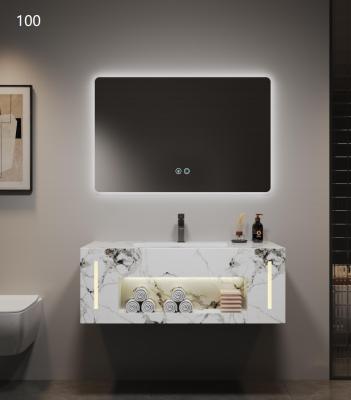 China Mocee Premium Sintered Stone Bathroom Vanity with LED Mirror 60cm 80cm 100cm for sale