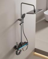 China Four-Function Deluxe Shower Panel System with Rainfall Shower, Handheld Spray & LED Display - 4209 Gunmetal Grey for sale