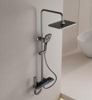 China Four-Function Deluxe Shower Panel System with Rainfall Shower, Handheld Spray & LED Display - 4216 Gunmetal Grey for sale