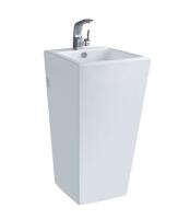 China White Pedestal Basin – Ceramic Column Sink for Small Bathroom - H300 for sale