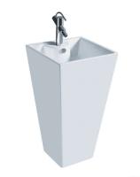 China White Pedestal Basin – Ceramic Column Sink for Small Bathroom - H302 for sale