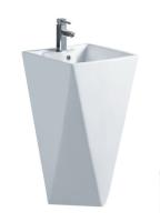 China White Pedestal Basin – Ceramic Column Sink for Small Bathroom - H305 for sale