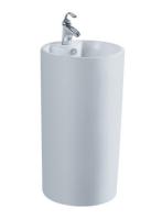 China White Pedestal Basin – Ceramic Column Sink for Small Bathroom - H307 for sale