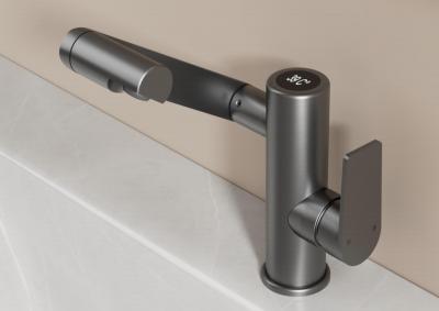China 360° Foldable Basin Mixer Faucet 6013 Lead-Free Aluminum Digital Temperature Display for sale