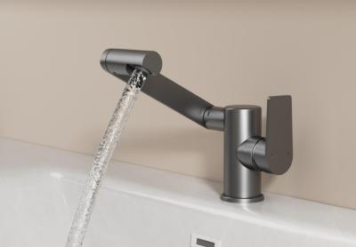 China 360° Foldable Basin Faucet Model 6012 Lead-Free Aluminum Bathroom Sink Tap Gun Grey for sale