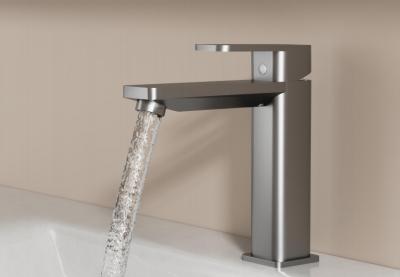 China Four-Way Single-Hole Basin Mixer Faucet Extended Spout 70035 Gun Grey Anti-Rust for sale