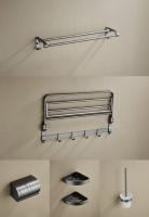 China Gun Grey Aluminum 5-Piece Bathroom Accessory Set with Towel Rack Double Towel Bar for sale