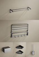 China Gun Grey Aluminum 5-Piece Bathroom Accessory Set with Towel Rack Double Towel Bar 80806 for sale