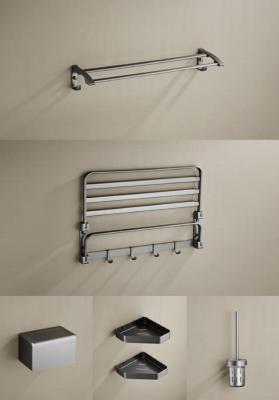 China Gun Grey Aluminum 5-Piece Bathroom Accessory Set with Towel Rack Double Towel Bar 80806 for sale