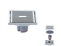 China Stainless Steel Floor Drain 100x100mm Anti Odor Bathroom Shower Drain Cover 9mm Thick for sale