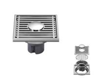 China Stainless Steel Floor Drain 100x100mm Anti Odor Bathroom Shower Drain Cover 9mm Thick for sale