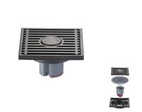 China Stainless Steel Floor Drain 100x100mm Anti Odor Bathroom Shower Drain Cover 9mm Thick for sale