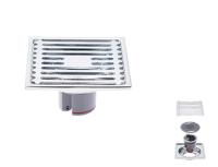 China Stainless Steel Floor Drain MF-4 6mm Thick Anti-Odor Shower Drain Cover for Bathroom for sale