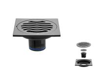 China Heavy Duty Stainless Steel Floor Drain 100x100mm Anti Odor Square Shower Drain Cover 6mm Thick for sale
