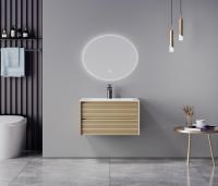 China Modern Plywood Bathroom Vanity with LED Mirror 6055 Waterproof 60cm Cabinet Set for sale