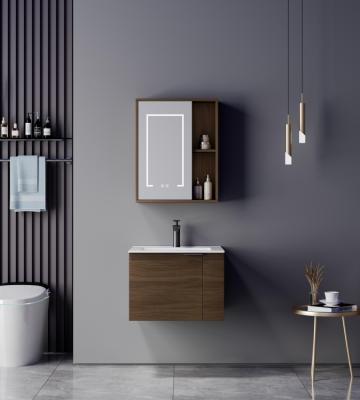 China Moisture Resistant Plywood Bathroom Vanity with Mirror Cabinet 6048 Optional LED for sale