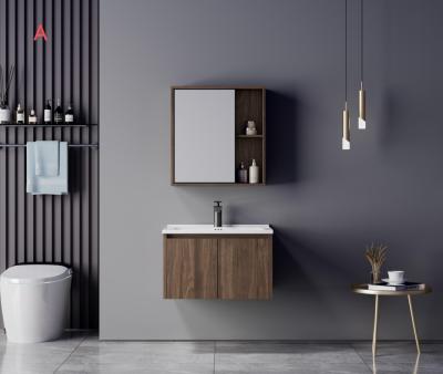 China Moisture Resistant Plywood Bathroom Vanity with Mirror Cabinet 6047 Optional LED for sale