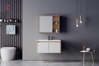 China Moisture Resistant Plywood Bathroom Vanity with Mirror Cabinet 6047 Optional LED for sale