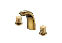 China Double Handle Basin Faucet 25013 Solid Brass Bathroom Sink Mixer Tap 4 Inch Centerset for sale