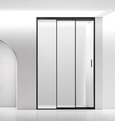 China Mocee BD-3003 Walk-in Shower Enclosure 8mm Tempered Glass Matte Black Stainless Steel Custom Size for sale