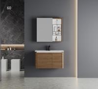 China Mocee Wood Grain Bathroom Vanity Set CK039 600mm 700mm 800mm Stainless Steel Wall Mounted Cabinet with Mirror for sale