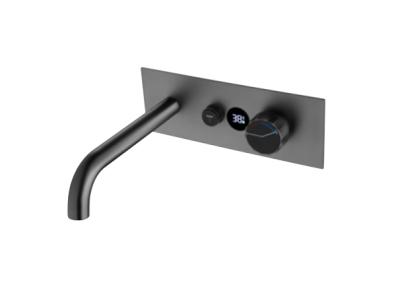 China LED Digital Display Wall Mounted Basin Faucet 25109 Brass Single Handle Concealed Bathroom Sink Mixer Tap for sale