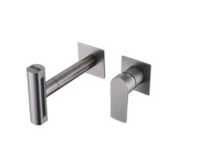 China Solid Brass Wall Mounted Basin Faucet Adjustable Spout 25117 Single Handle Concealed Bathroom Mixer Tap for sale