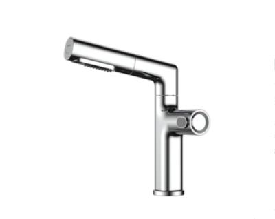 China Pull-Out Basin Faucet 25213 Height Adjustable Lift Design Brass Single Handle Bathroom Mixer Tap for sale