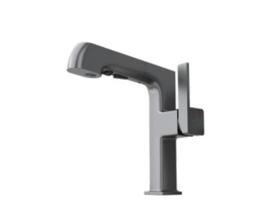 China Pull Out Basin Mixer Tap Single Handle Bathroom Sink Faucet Brass Body Zinc Alloy Hot Cold Water for sale