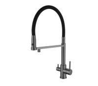 China Solid Brass Pull-Out Kitchen Faucet Single Handle Hot Cold Water Mixer Tap 25508 for sale