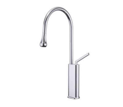 China Solid Brass Pull-Out Kitchen Faucet 25502 Single Handle Hot Cold Water Mixer Tap for sale