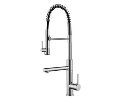 China Brass Pull-Out Kitchen Faucet 25504 Single Handle Hot Cold Water Mixer Tap for sale