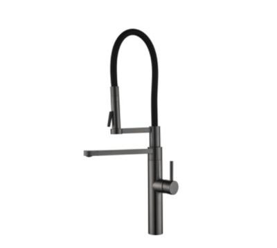 China Brass Pull-Out Kitchen Faucet 25510 Single Handle Hot Cold Water Mixer Tap for sale