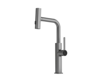 China Zinc Alloy Pull-Out Kitchen Faucet 25514 Single Handle Hot Cold Water Mixer Tap 360-Degree for sale