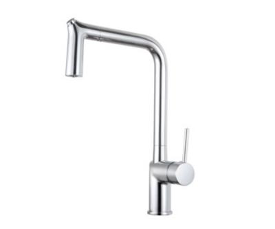 China Solid Brass Pull-Out Kitchen Faucet 25515 Single Handle Hot Cold Water Mixer Tap 360-Degree for sale