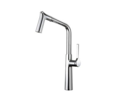 China Pull-Out Kitchen Faucet 25516 Brass Single Handle Hot Cold Water Mixer Tap for sale
