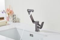 China 360° Foldable Basin Faucet Model 6012 Lead-Free Aluminum Bathroom Sink Tap Gun Grey for sale