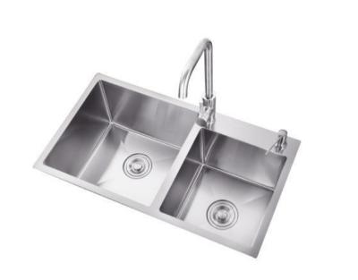 China Double Bowl Stainless Steel Kitchen Sink 75x41 cm Undermount OEM ODM Custom for sale