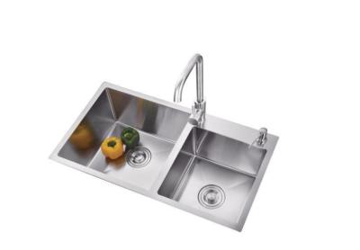China Double Bowl Stainless Steel Kitchen Sink HM-DB/S-7843 43x78cm OEM Custom for sale