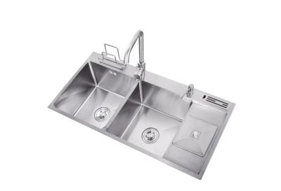 China Double Bowl Stainless Steel Kitchen Sink 100x45 cm Undermount Customizable for sale