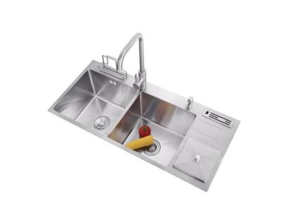 China Double Bowl Stainless Steel Kitchen Sink 100x45 cm Undermount 16 Gauge for sale