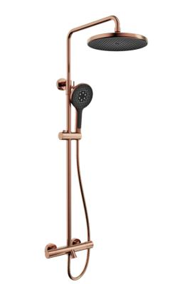 China Brass Exposed Shower Set 3-Function Gold Finish Model 20133 Bathroom Shower System OEM ODM for sale