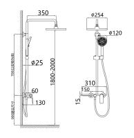China Mocee Brass Exposed Shower Set 3-Function Gold Finish Model 20117 Bathroom Shower System for sale